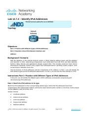 Lab Identify IPv Addresses NETLAB Docx Lab Identify IPv Addresses This