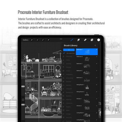 Procreate Outline Furniture Brushset And Illustrations Toffu Co