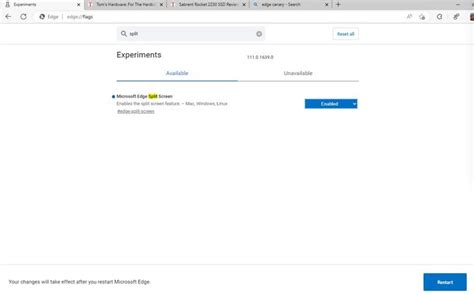Microsofts Edge Offers Split Screen View For Tabs In Latest Canary Build Tom S Hardware