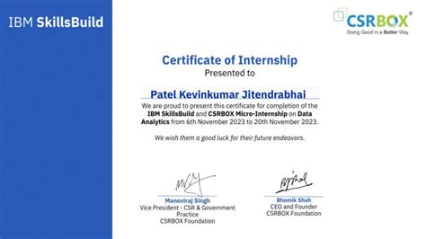 Kevin Patel On Linkedin Dataanalytics Ibm Csrbox Microinternship