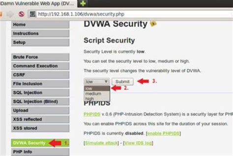 SQL Injection Lab Part DVWA Login Low Security Level Submit Cybrary