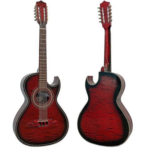 Dluca Paracho Bajo Quinto Acoustic Electric Tiger Red