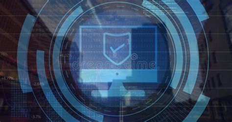 Image Of Shield Desktop Icon Binary Codes Computer Language Over