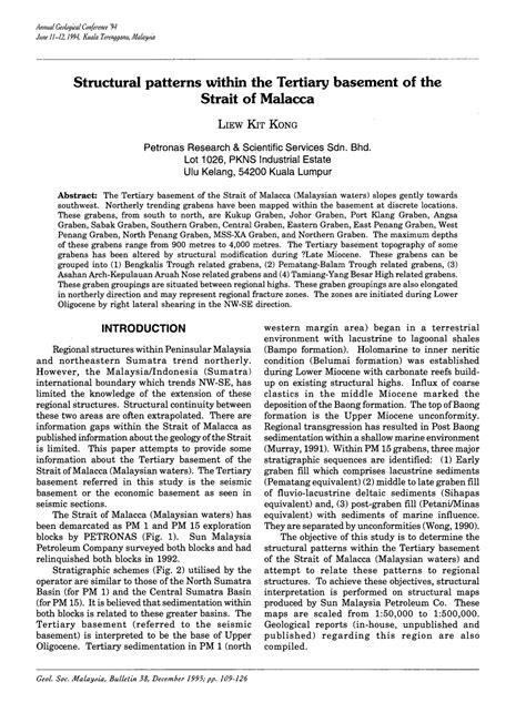 Structural Patterns Within The Tertiary Basement Of The Strait Of