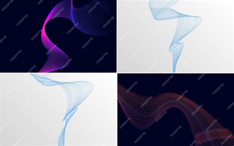 Free Vector Set Of 4 Geometric Wave Pattern Background Abstract