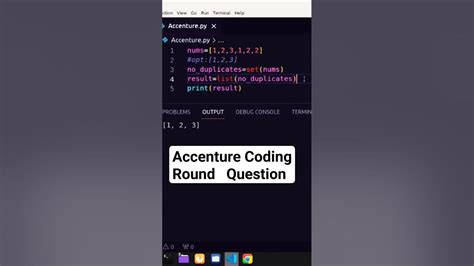 Python Interview Question Accenture Coding Question Remove Duplicates In A Array Telugu