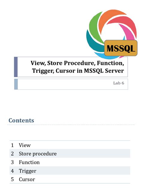 Store Procedure Function Trigger Cursor In Mssql Server Pdf
