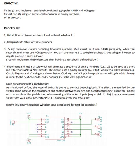 objective to design and implement two level circuits