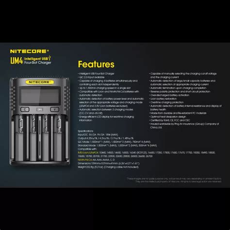 Nitecore Um4 Intelligent 4 Slot Usb Charger Uk