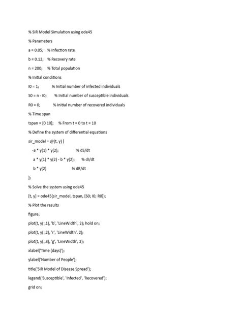 Sir Model Simulation Using Ode45 Pdf