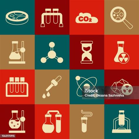 현미경 방사성 독성 액체가 있는 시험관 구름의 Co2 배출 분자 플라스크 스탠드 페트리 접시 박테리아 및 오래된 모래시계