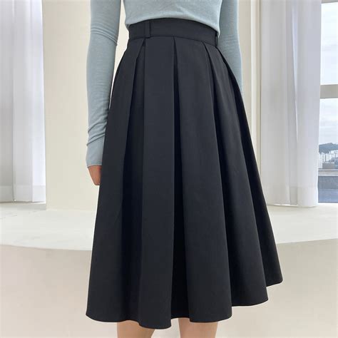 미디스커트 플리츠 주름 치마
