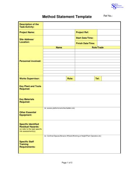 Method Statement Page Free To Edit Download Print CocoDoc