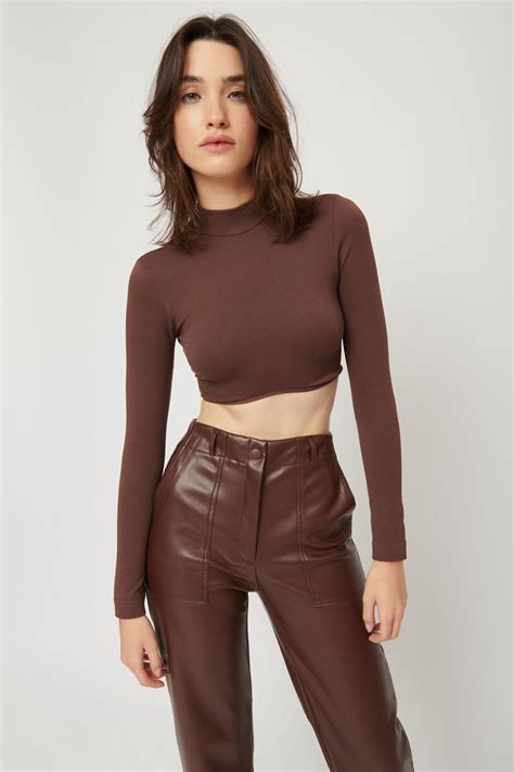 Seamless Underbust Crop Top Brown Dynamite
