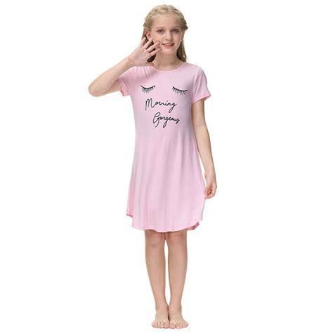 5 14t Silvercell Girls Nightgowns Short Sleeve Cute Cartoon Print