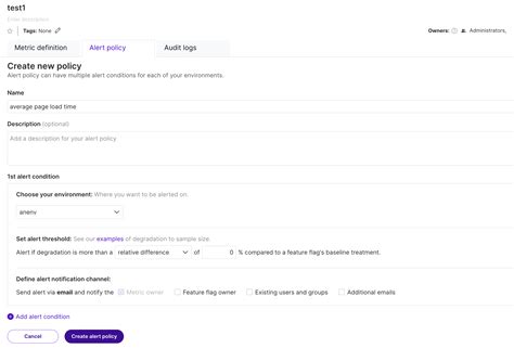 Create A Metric Alert Policy Harness Developer Hub