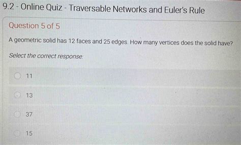92 Online Quiz Traversable Networks And Eulers Rule Question 5 Of