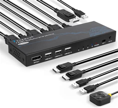 Amazon Com DP KVM Switch 4K 60Hz 4 Ports DisplayPort DP1 2 KVM Switch For 4 Computers Share 1