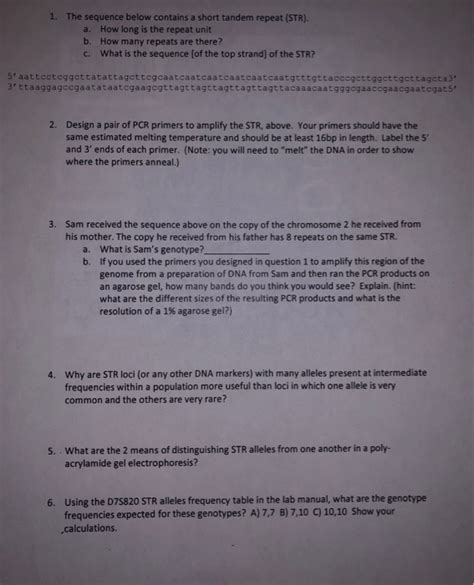 Solved 1 The Sequence Below Contains A Short Tandem Repeat