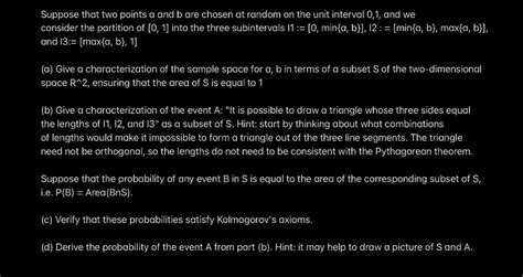 Suppose That Two Points A And B Are Chosen At Random Chegg