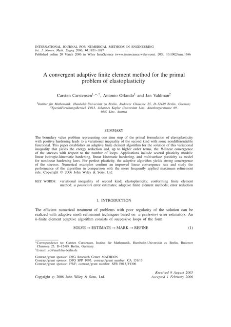 Pdf A Convergent Adaptive Finite Element Method For The Primal