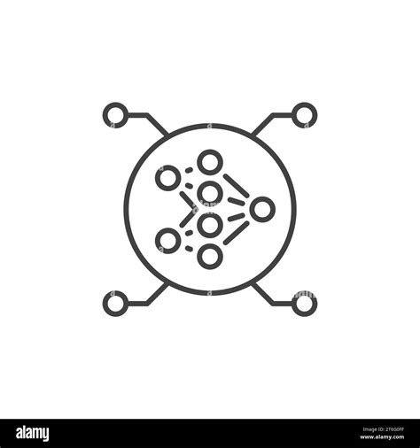 Circle With Artificial Neural Network Vector Concept Thin Line Icon Or