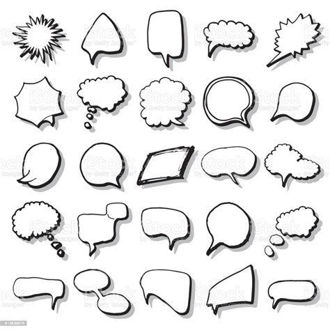 만화 연설 거품과 만화 음향 효과 설정 손으로 그린 팝 아트 스타일 표시 벡터 일러스트 레이 션 0명에 대한 스톡 벡터 아트 및 기타 이미지 Istock