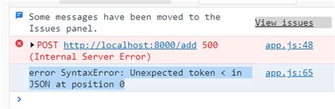 Javascript Post Internal Server Error Line App Js And Error SyntaxError Unexpected Token