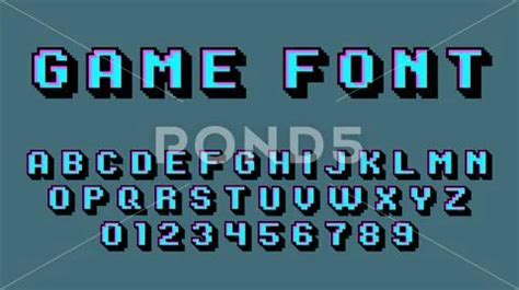 Pixel Art Alphabet Retro Video Game Font 8 Bit Graphic 80s Old
