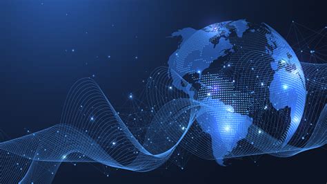 글로벌 네트워크 연결 개념입니다 빅 데이터 시각화 글로벌 컴퓨터 네트워크의 소셜 네트워크 통신 인터넷 기술 비즈니스 과학 벡터 일러스트레이션 세계지도에 대한 스톡 벡터 아트