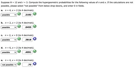 solved suppose n 12 and r 3 compute the hypergeometric