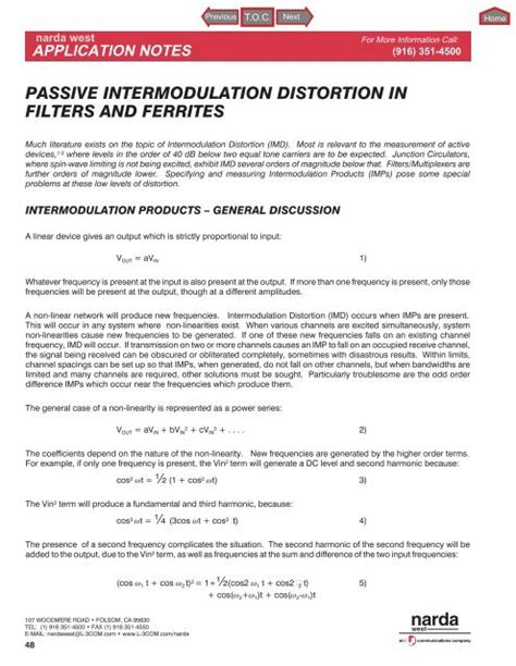 Passive Intermodulation Distortion In Filters And Ferrites