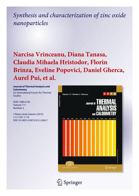 Pdf Synthesis And Characterization Of Zinc Oxide Nanoparticles Application To Textiles As