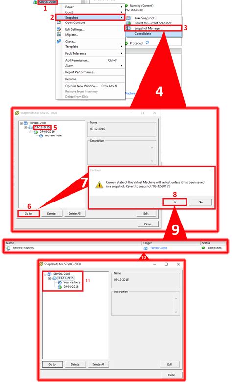 Pantallazos Es VMware Go To O Revert Snapshot