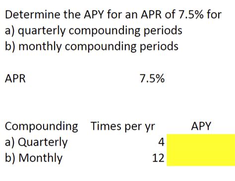 Solved Determine The APY For An APR Of 7 5 For A Quarterly Chegg Com