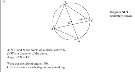 تم الحل Diagram Not Accurately Drawn A B C And D Are Points On A Circle Centre O Dob Is A Diam