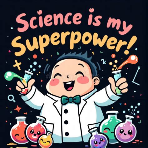Science Superpower Cute Scientist With Beaker And Atoms Stock Illustration Illustration Of