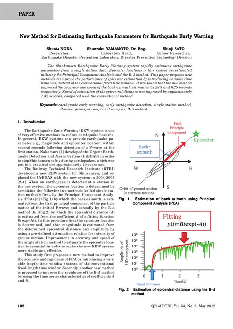 PDF New Method For Estimating Earthquake Parameters For Earthquake Early Warning