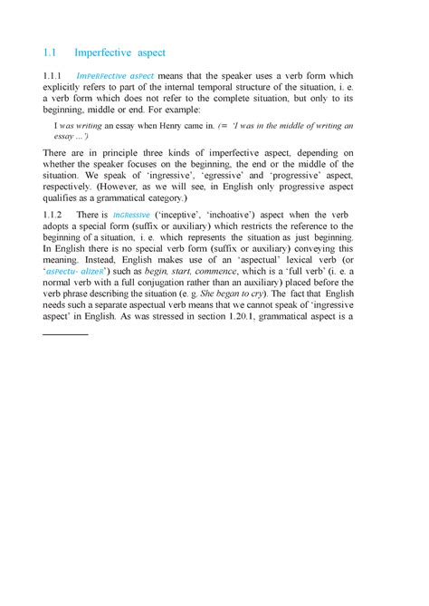 Imperfective Aspect 1 Imperfective Aspect Means That The Speaker Uses