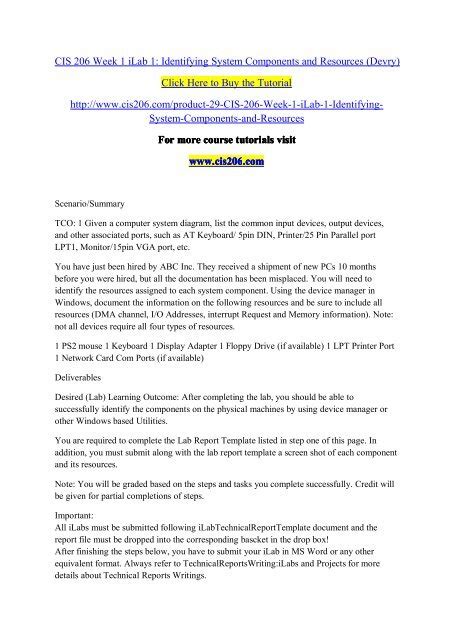 Cis 206 Tutorials Cis206dotcom