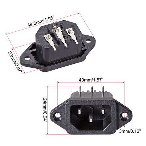 C Panel Mount Plug Adapter AC V A A Pins IEC Inlet Module Plug Pcs Walmart Canada