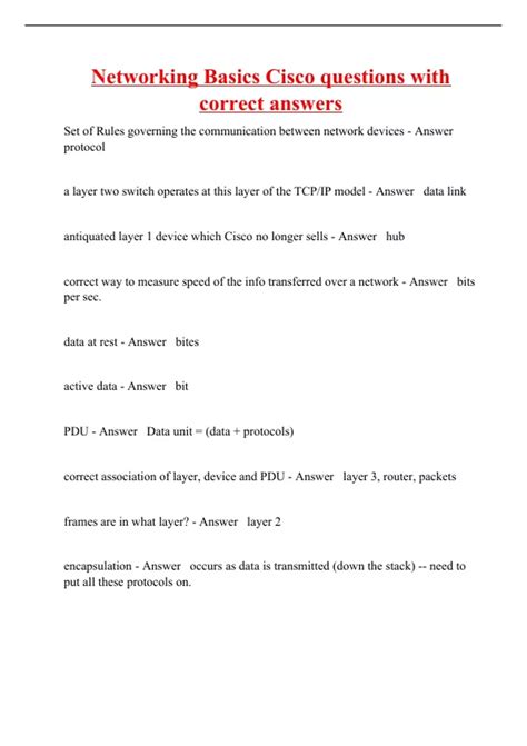 Networking Basics Cisco Questions With Correct Answers Networking Basics Stuvia Us