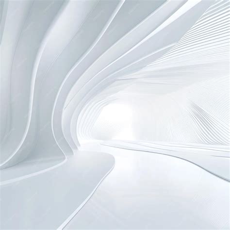 Futuristic White Architecture Curved Lines And Fluid Spaces In Minimalist Interior Design