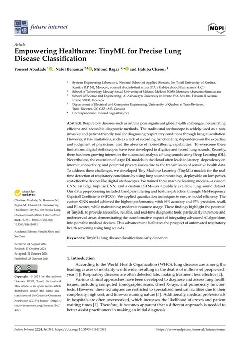 Pdf Empowering Healthcare Tinyml For Precise Lung Disease Classification