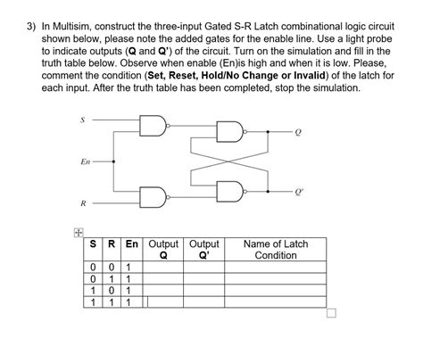 Solved 3 In Multisim Construct The Three Input Gated S R