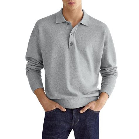 Long Sleeve Polo Shirts For Men 2025 Fit Work Shirts Casual Simple
