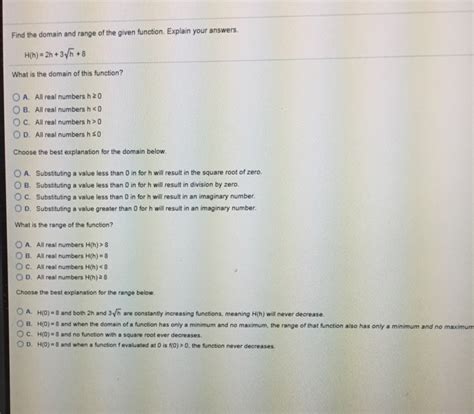Solved Find The Domain And Range Of The Given Function