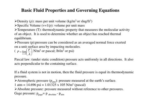 PPT Basic Fluid Properties And Governing Equations PowerPoint Presentation ID 3719036