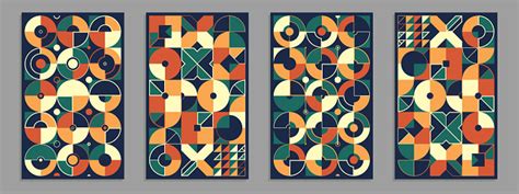 바우하우스 스타일의 기하학적 벡터 포스터 및 표지 기본 세라믹 색상의 광고 시트 레이아웃 기술 엔지니어링 스타일 모양 기계 A4