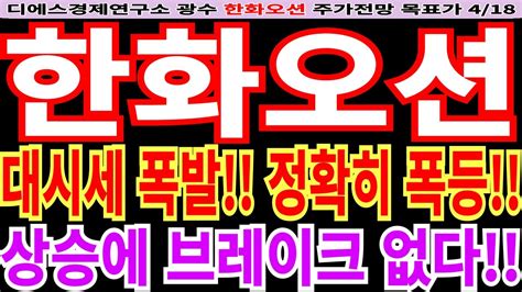 한화오션 한화오션주가전망 대시세 폭발 정확히 폭등 상승에 브레이크 없다 디에스경제연구소광수 한화오션전망 한화오션목표가 Youtube